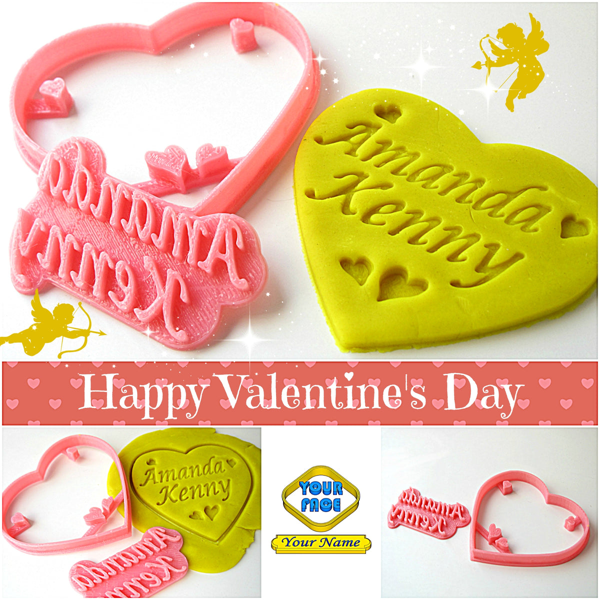 HEART Custom Cookie Cutter, Personalized Cookie Stamp, Fondant Cutter ...